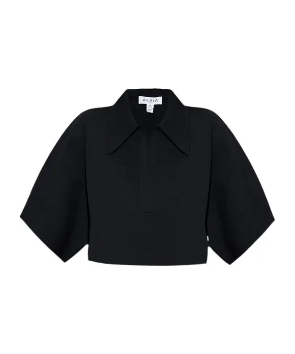 Alaïa Cropped Short Sleeve Polo Top