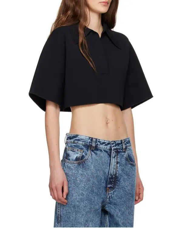 Alaïa Cropped Short Sleeve Polo Top