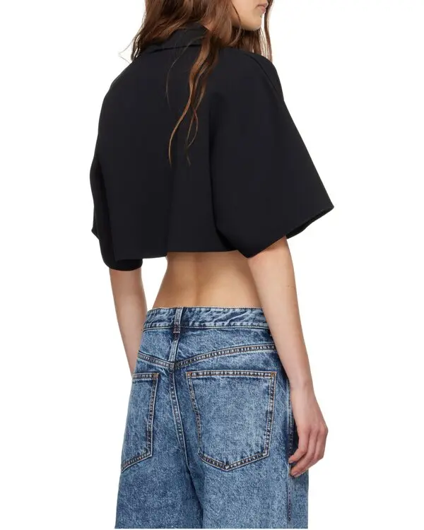 Alaïa Cropped Short Sleeve Polo Top