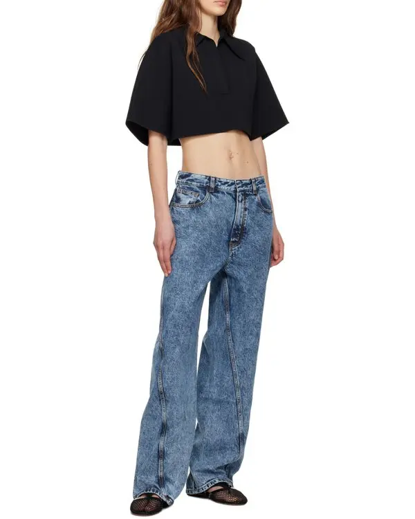 Alaïa Cropped Short Sleeve Polo Top