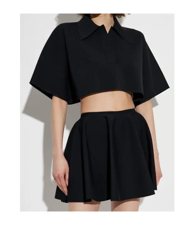 Alaïa Cropped Short Sleeve Polo Top