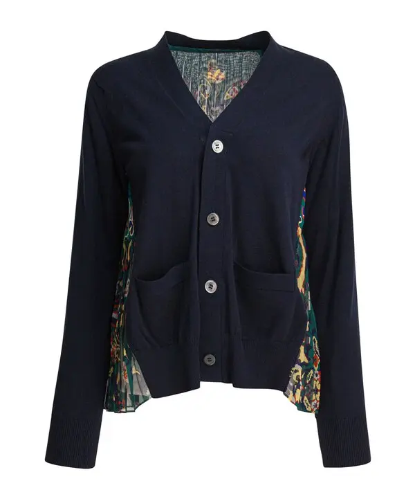 Sacai Floral Print Cardigan - Blue
