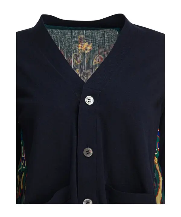 Sacai Floral Print Cardigan - Blue