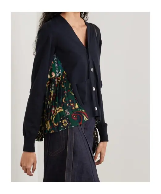 Sacai Floral Print Cardigan - Blue