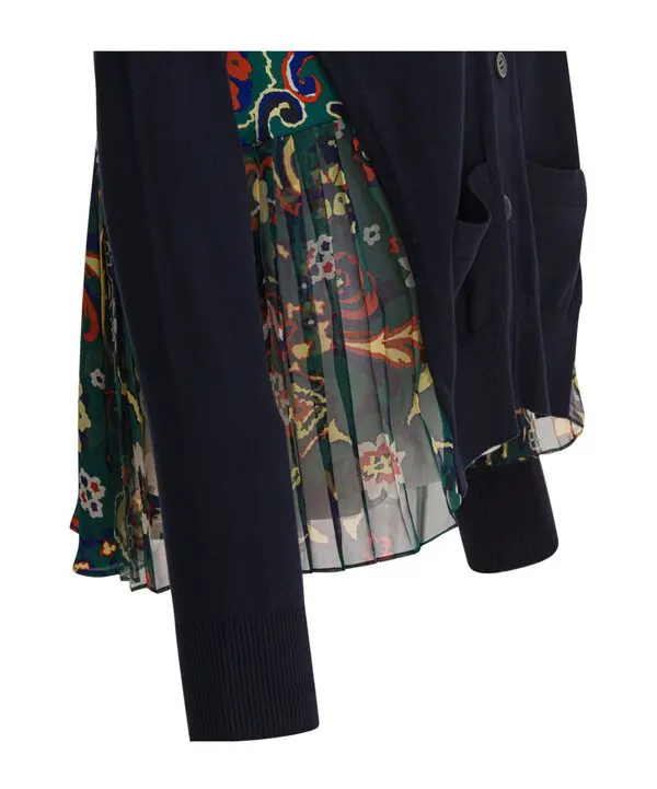 Sacai Floral Print Cardigan - Blue