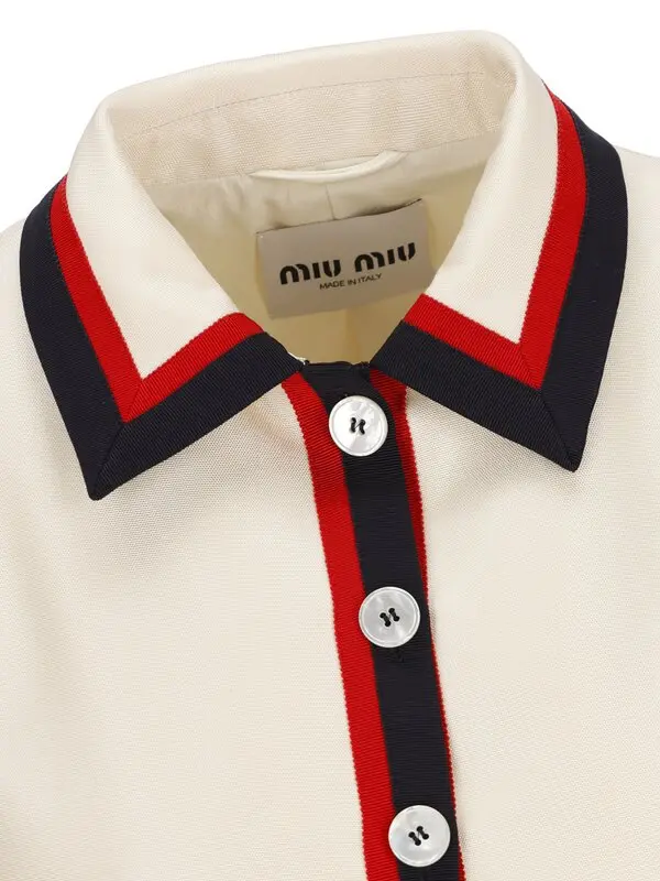 Miu Miu Single-breasted Panama Silk Jacket With Contrasting Trim