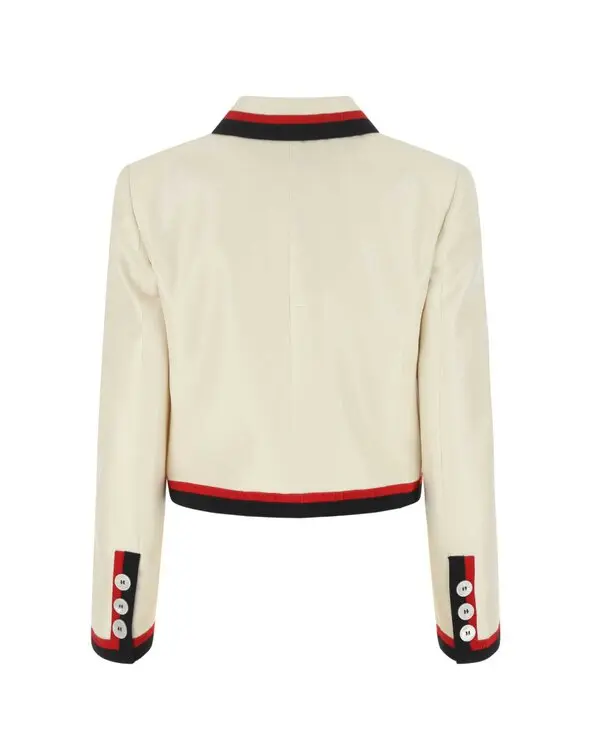 Miu Miu Single-breasted Panama Silk Jacket With Contrasting Trim