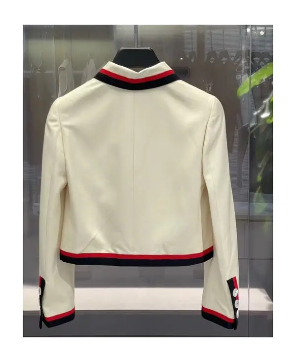 Miu Miu Single-breasted Panama Silk Jacket With Contrasting Trim