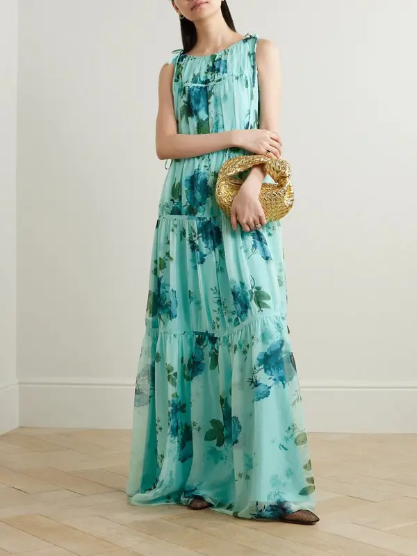 Erdem Floral Print Tiered Maxi Dress