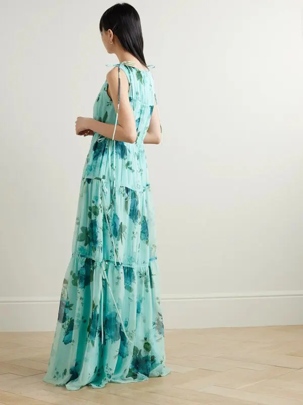 Erdem Floral Print Tiered Maxi Dress
