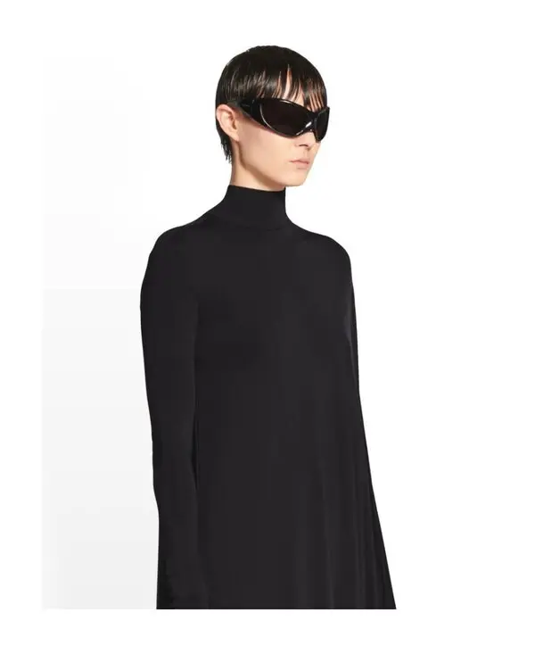 Balenciaga Asymmetrical High-neck Long-sleeve Dress