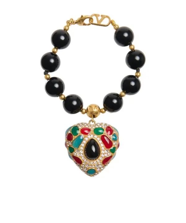 Valentino Garavani Coeur Royal Bracelet In Metal, Resin, Enamel And Swarovski Crystals - Multicolor