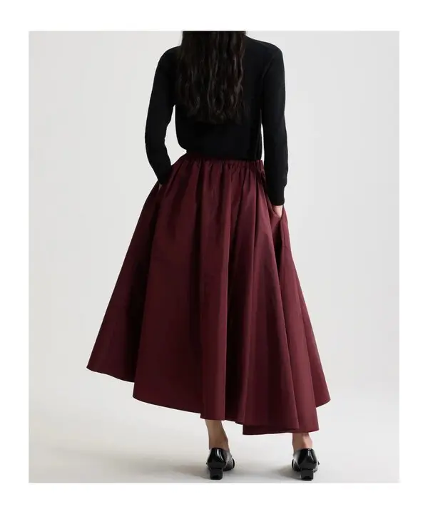 PATOU Asymmetric Faille Midi Skirt - Brown