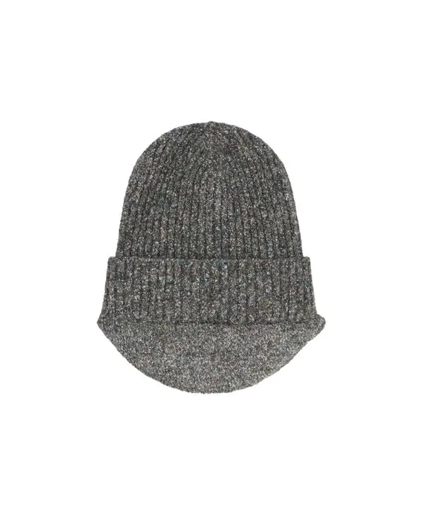 RANRA Mélange-effect Knitted Beanie - Black