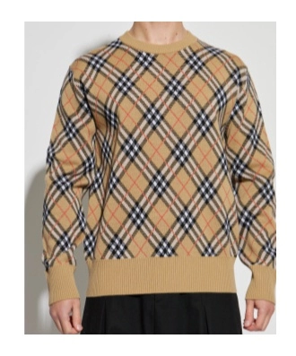 Burberry Checked Knitted Crewneck Jumper