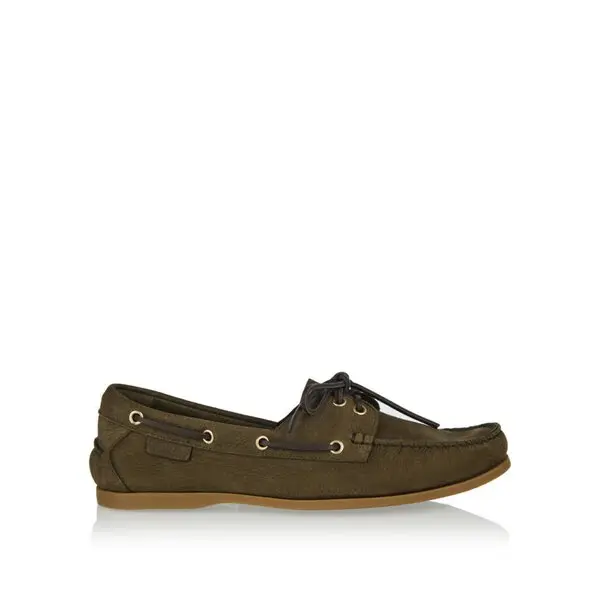 TOM FORD Round-toe Lace-up Boat Loafers - Green