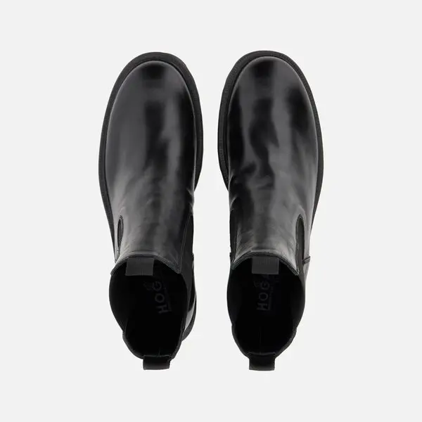 Hogan Round Toe Slip-on Ankle Boots With Convex Outsole - Black