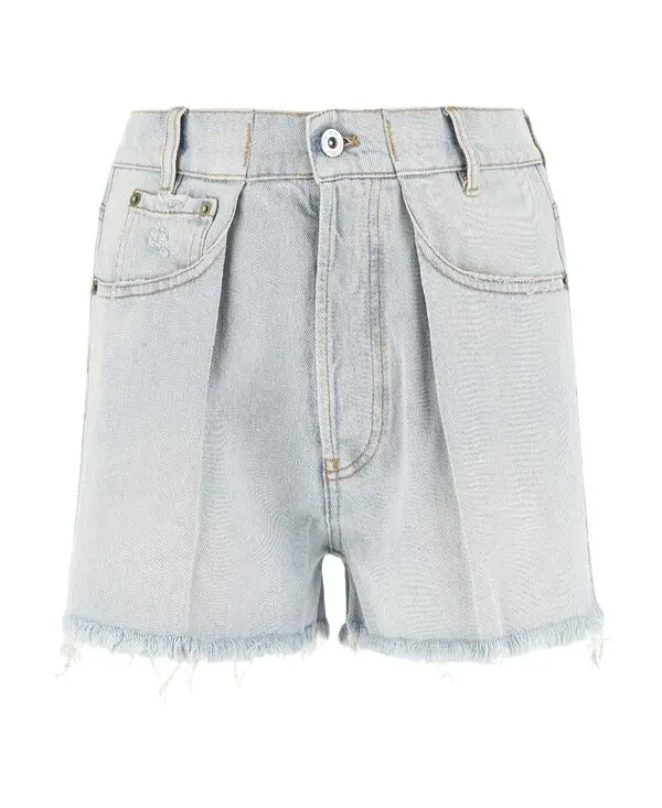 Miu Miu Denim Shorts With Raw Edge Hem