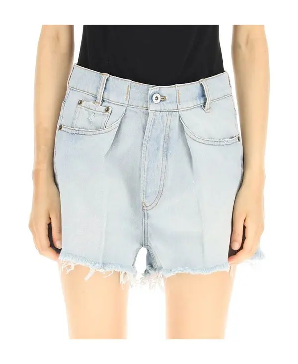 Miu Miu Denim Shorts With Raw Edge Hem