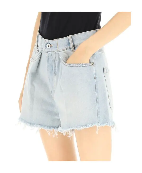 Miu Miu Denim Shorts With Raw Edge Hem