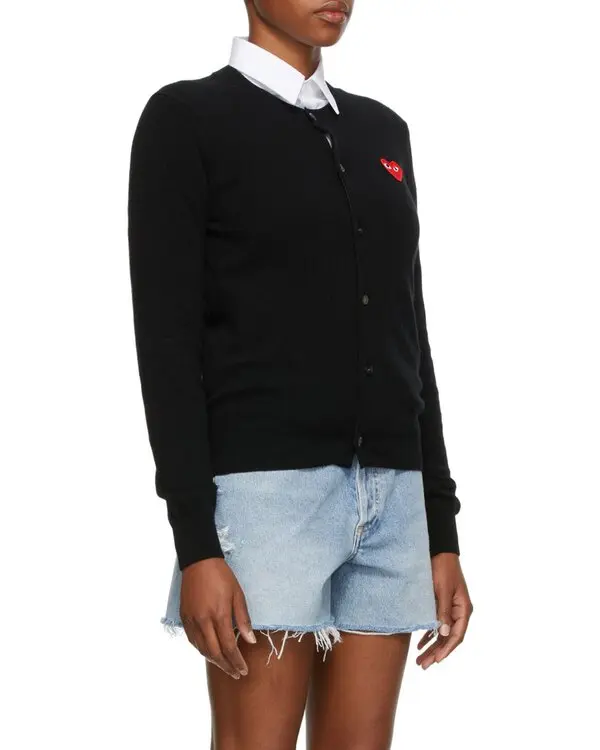 Play Comme Des Garcon Heart-patch Knit Cardigan