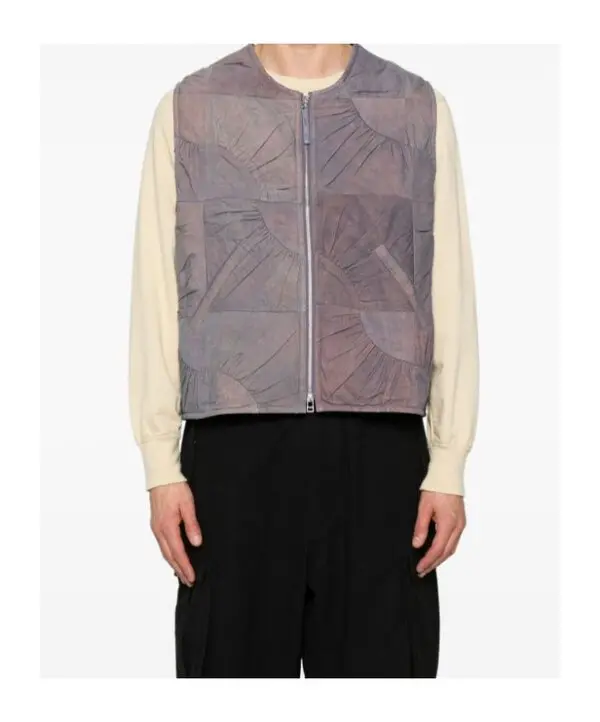STORY MFG. Zippered Vest With Pleated Design - Gray