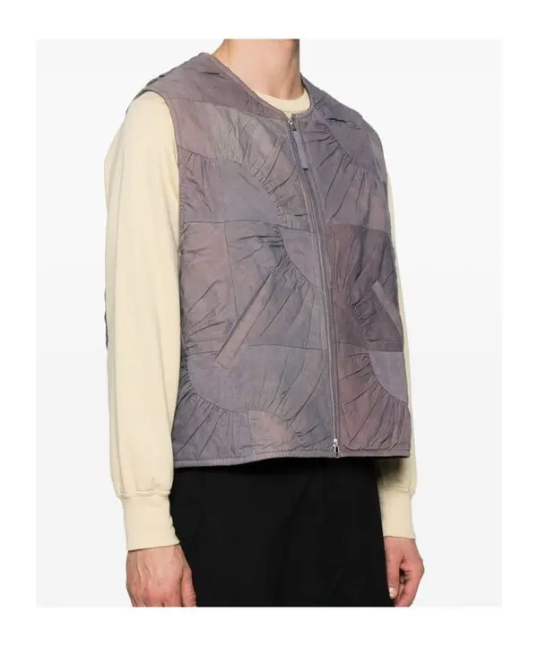 STORY MFG. Zippered Vest With Pleated Design - Gray