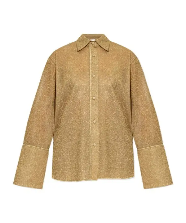 Oseree Lumiere Flared-sleeve Shirt - Nude