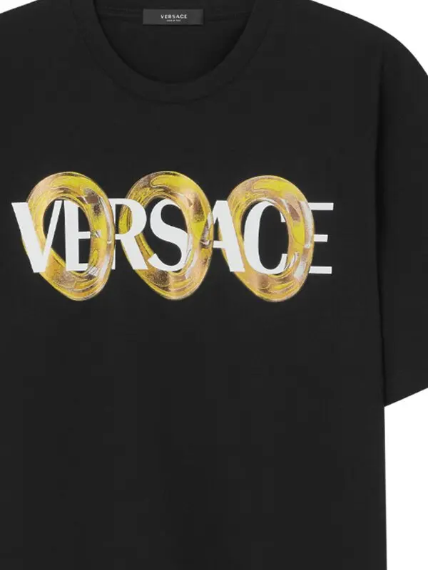 Versace Logo-printed Crewneck T-shirt - Black