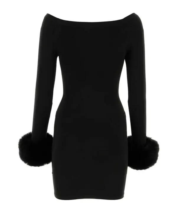Alexander Wang Round Neck Fur Trimmed Mini Dress