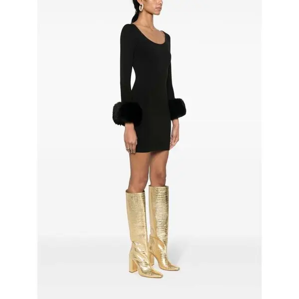 Alexander Wang Round Neck Fur Trimmed Mini Dress