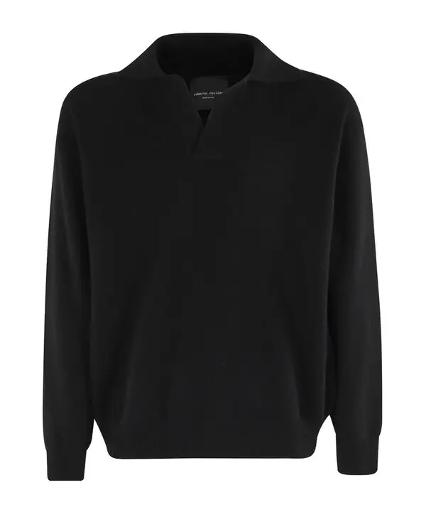 ROBERTO COLLINA V-neck Polo Knitwear - Black