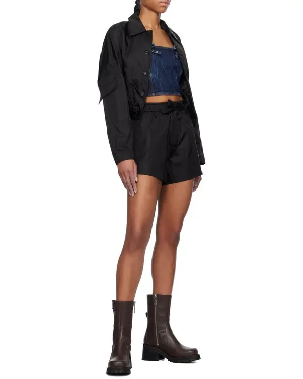 GANNI Crinkled Future Denim Strap Top