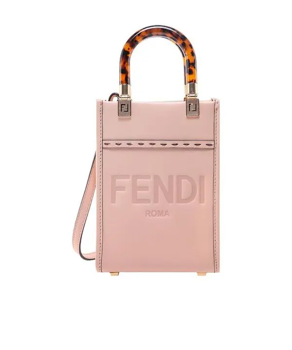 Fendi Sunshine Leather Tote Bag - Pink