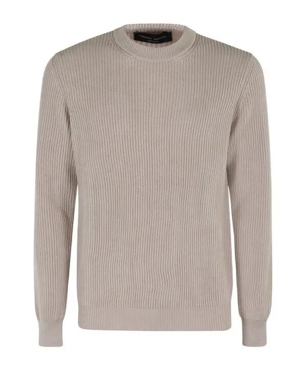 ROBERTO COLLINA Crew Neck Ribbed Sweater - Nude