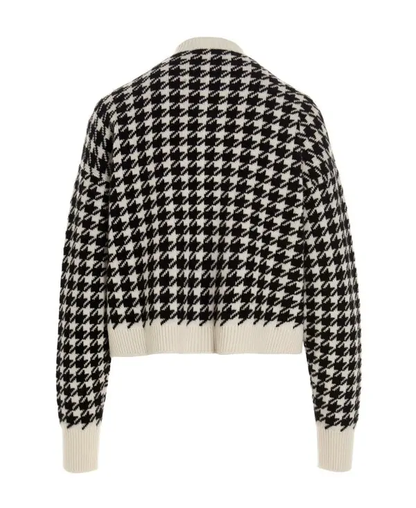 Miu Miu Houndstooth Knit Cashmere Cardigan