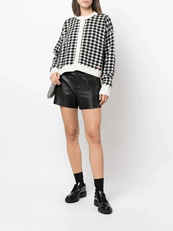Miu Miu Houndstooth Knit Cashmere Cardigan