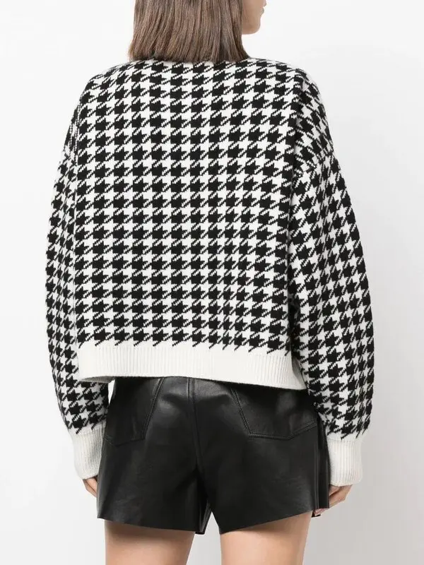 Miu Miu Houndstooth Knit Cashmere Cardigan