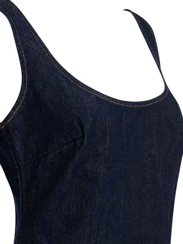 SELF-PORTRAIT Floral Appliqué Denim Mini Dress - Indigo