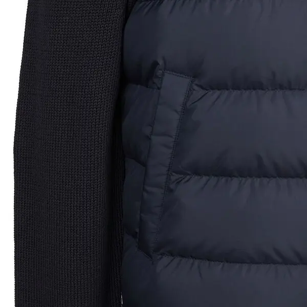 Moncler Panelled Zip Jacket With Stand Collar - Navy Blue