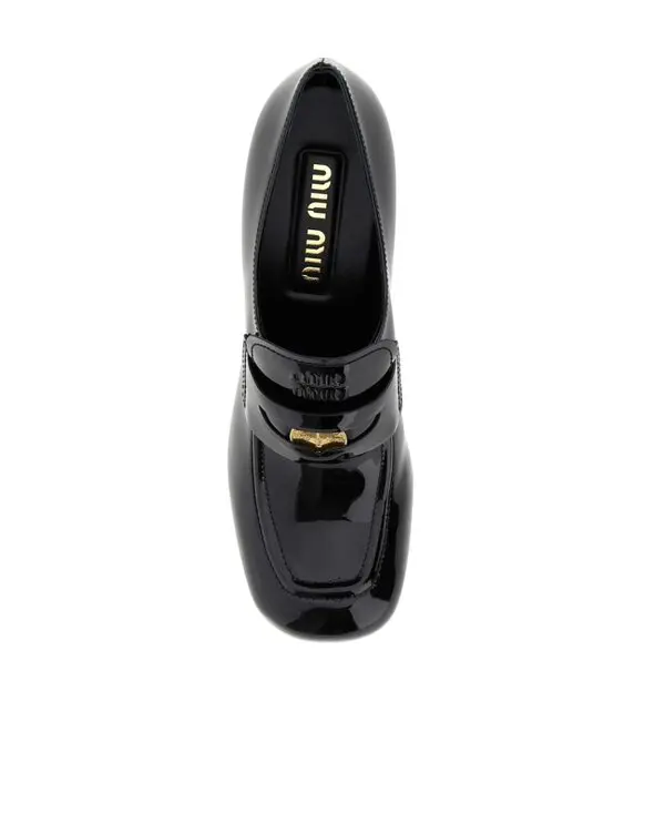 Miu Miu High-heeled Slip-on Moccasins With Logo Detail