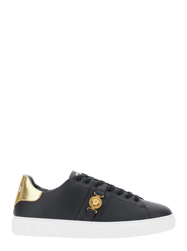 Versace Round Toe Lace-up Sneakers - Black