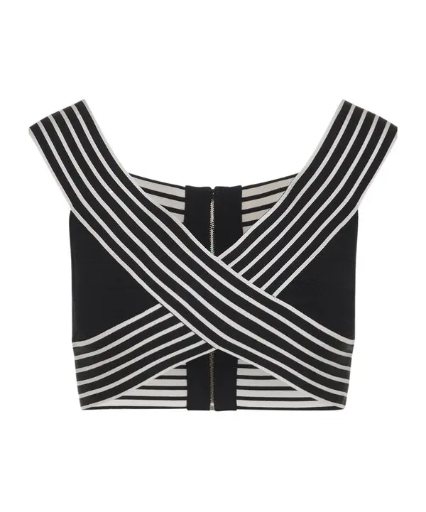 Elisabetta Franchi Striped Banded Sleeveless Top - Black Butter