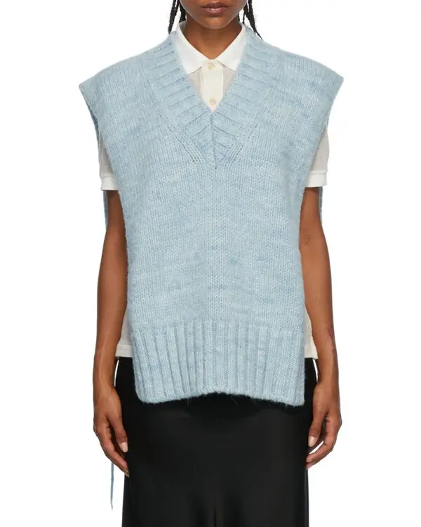 MAISON MARGIELA V-neck Ribbed Knit Vest