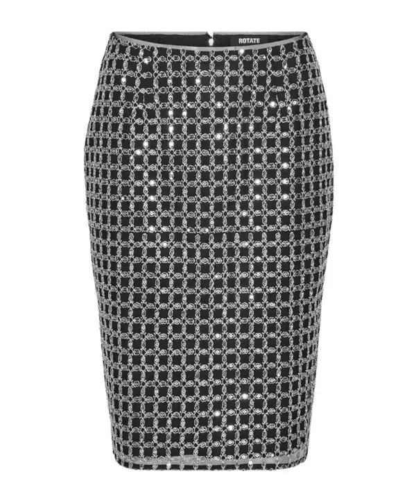 ROTATE BY BIRGER CHRISTENSEN Beaded-embellishment Midi Skirt - Black