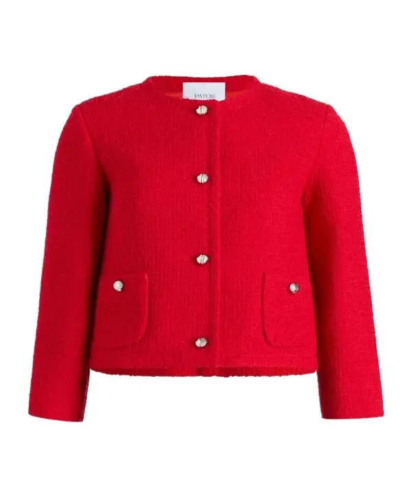 PATOU Collarless Button-down Long-sleeve Jacket - Red