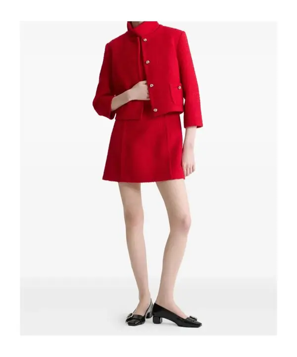 PATOU Collarless Button-down Long-sleeve Jacket - Red