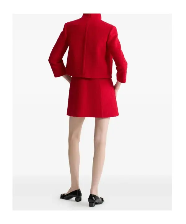 PATOU Collarless Button-down Long-sleeve Jacket - Red