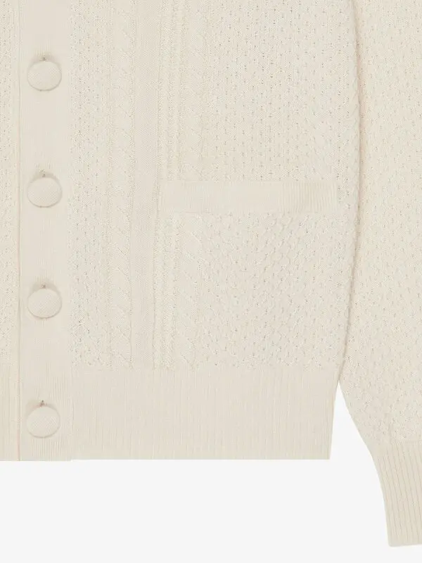 Givenchy Button-up Knit Cardigan With Raised 4g Logo - Ivory