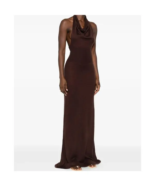 AYA MUSE Reed Halterneck Maxi Dress - Black